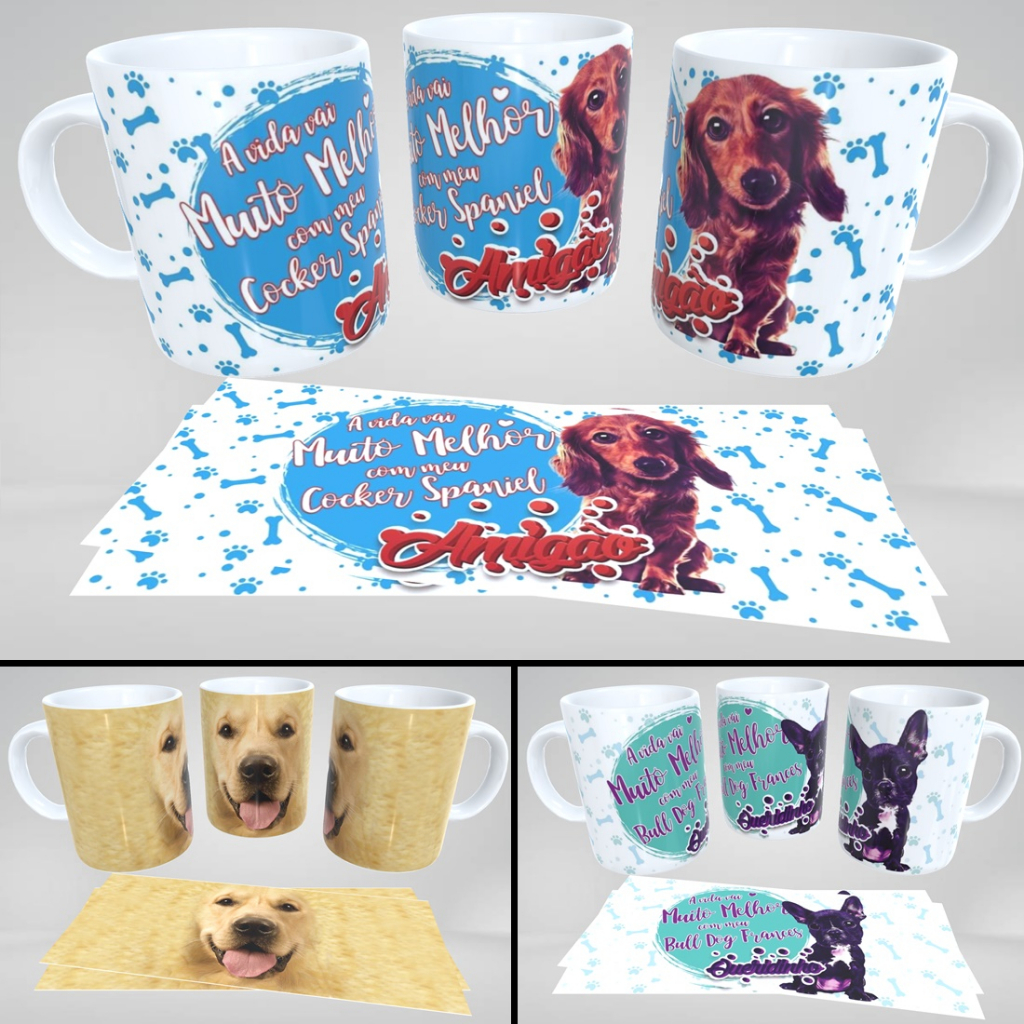 Caneca Pets Cachorro Cão Porcelana e Polímero | Shopee Brasil
