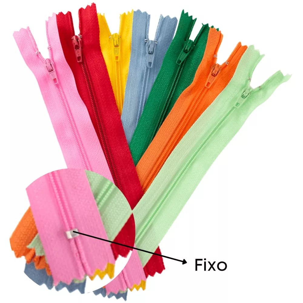 ziper comum fixo de nylon N°3 40 cm (Pacotes C/20 unidades) | Shopee Brasil