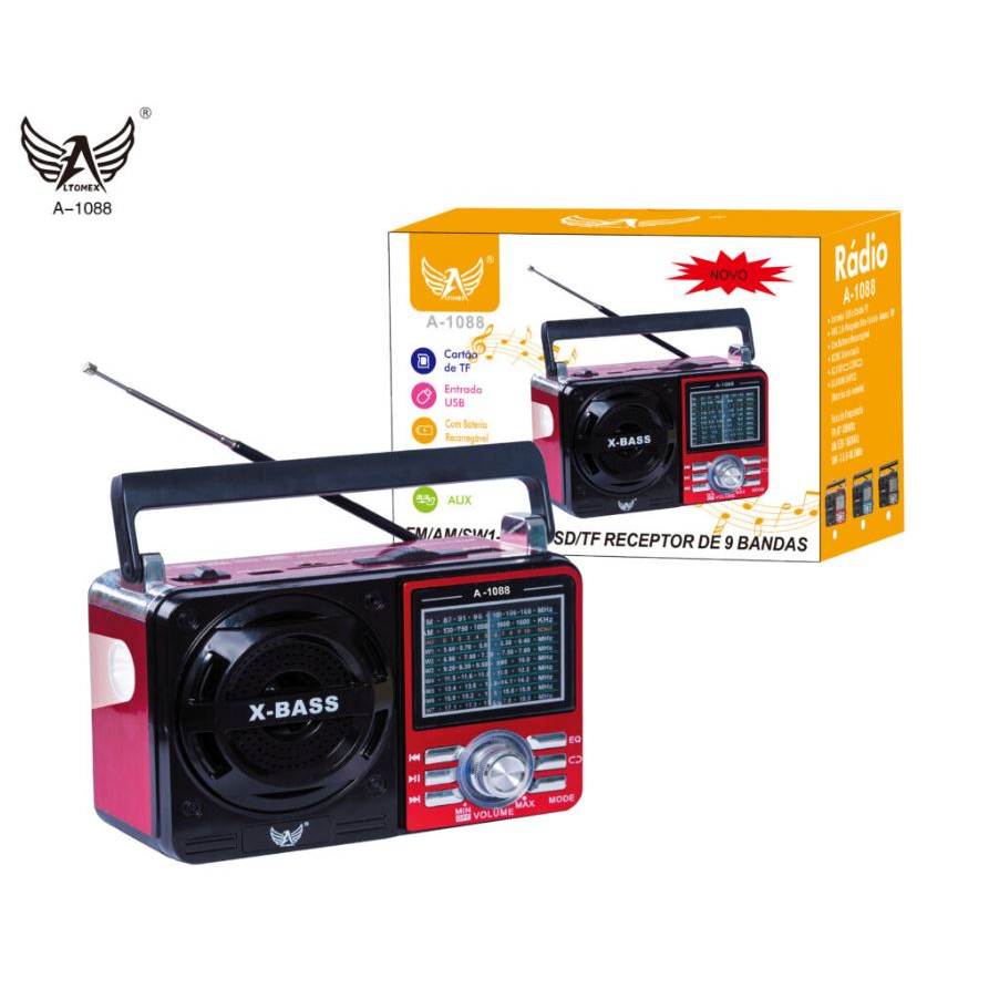 Rádio Vintage Retro Com USB E Entrada para Cartão SD Bateria Recarregável Lanterna lateral Rádio ...
