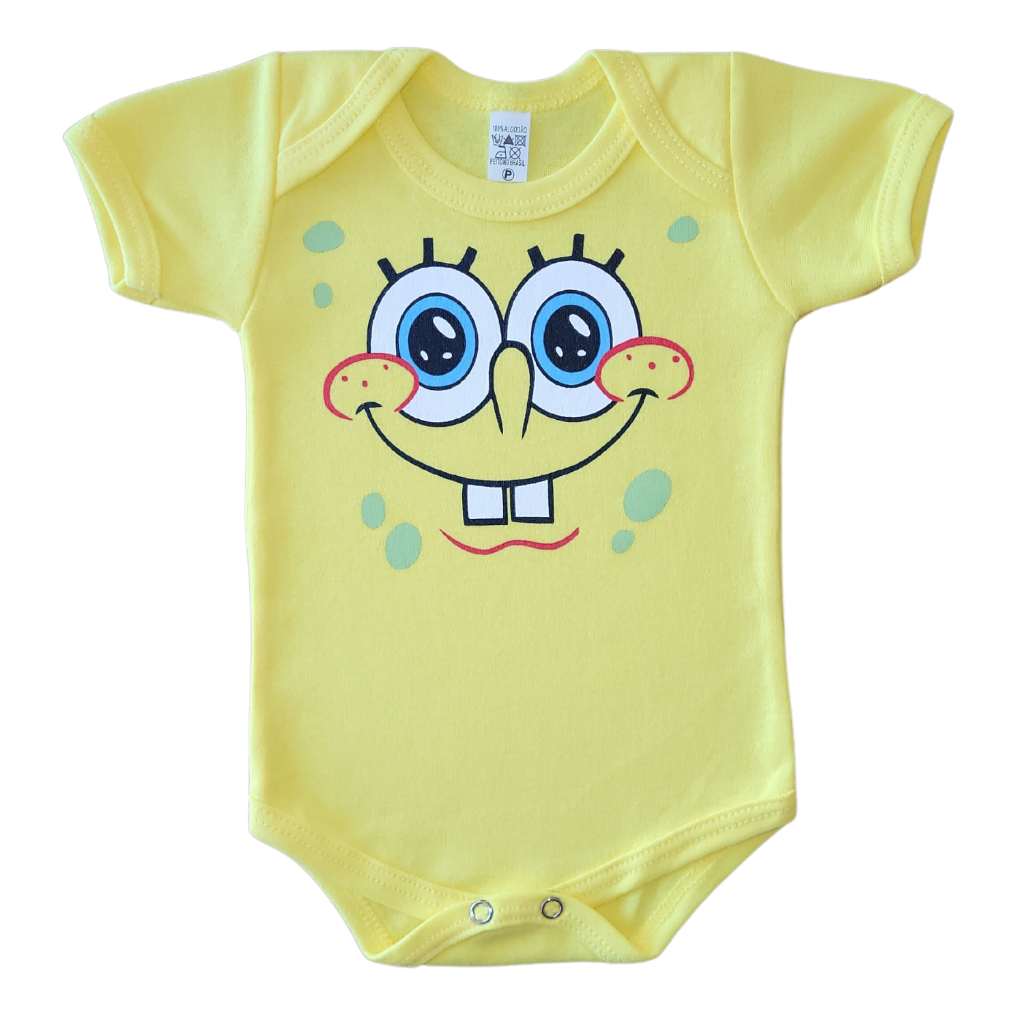 Body Bebê Bob Esponja Personagem Fantasia Neném Recém Nascido Bori Bore ...