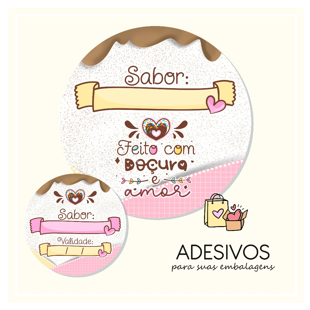 120 Adesivos Sabor/Validade para Confeitarias Doces, Cones, Brownies e ...