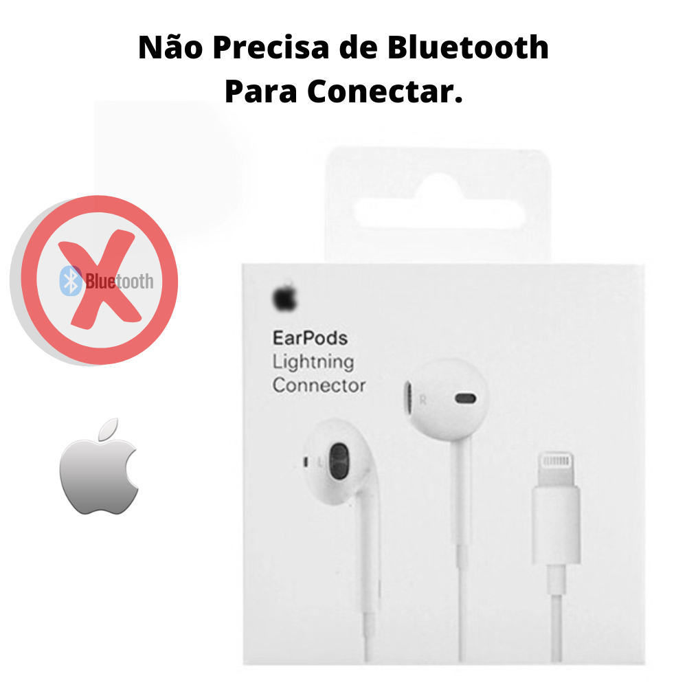 Fone De IPhone Com Fio | Fone De Ouvido Apple C/ Microfone Conector ...