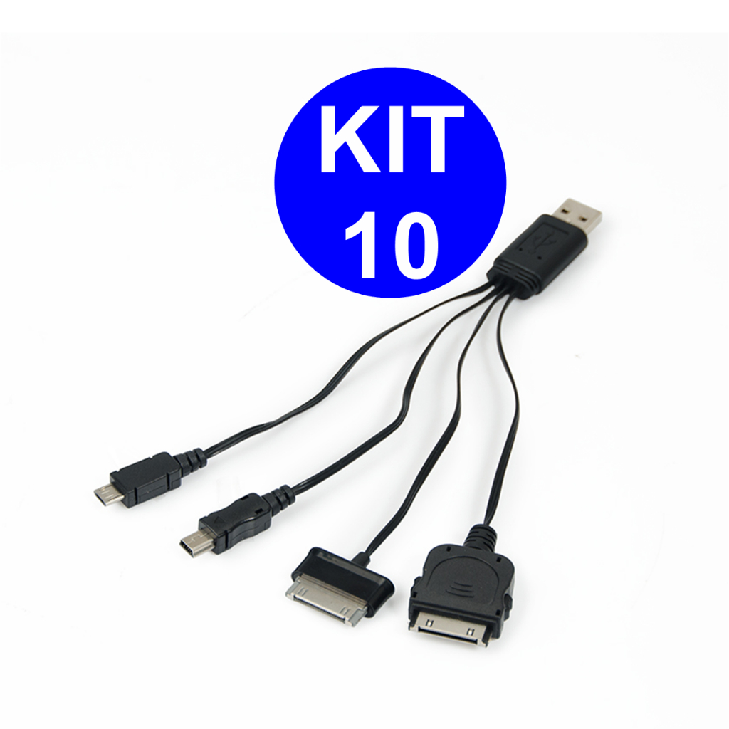 Kit 10 Cabo USB Multifuncional Micro USB V3 micro USB v3 para Ipad ...