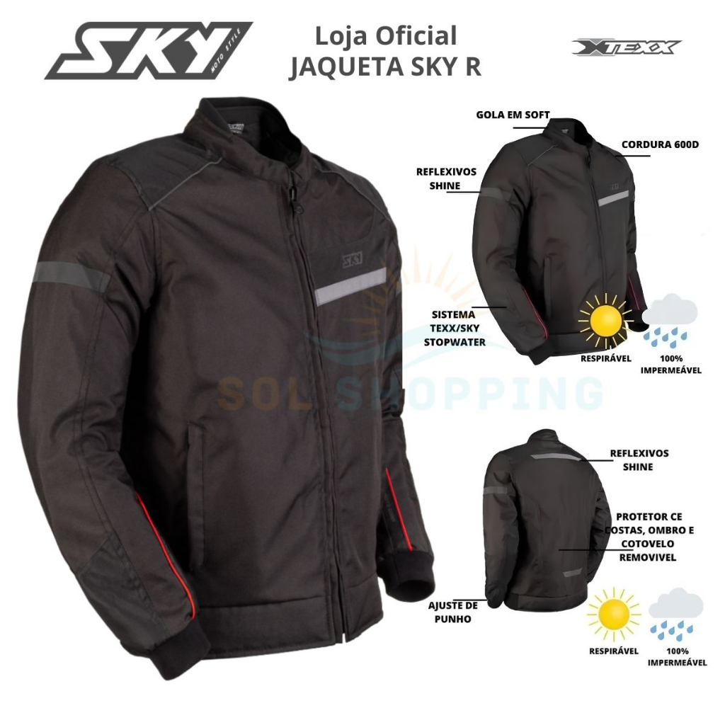 Jaqueta Motoqueiro Impermeável C/ Protetores nos ombros, costas e ...