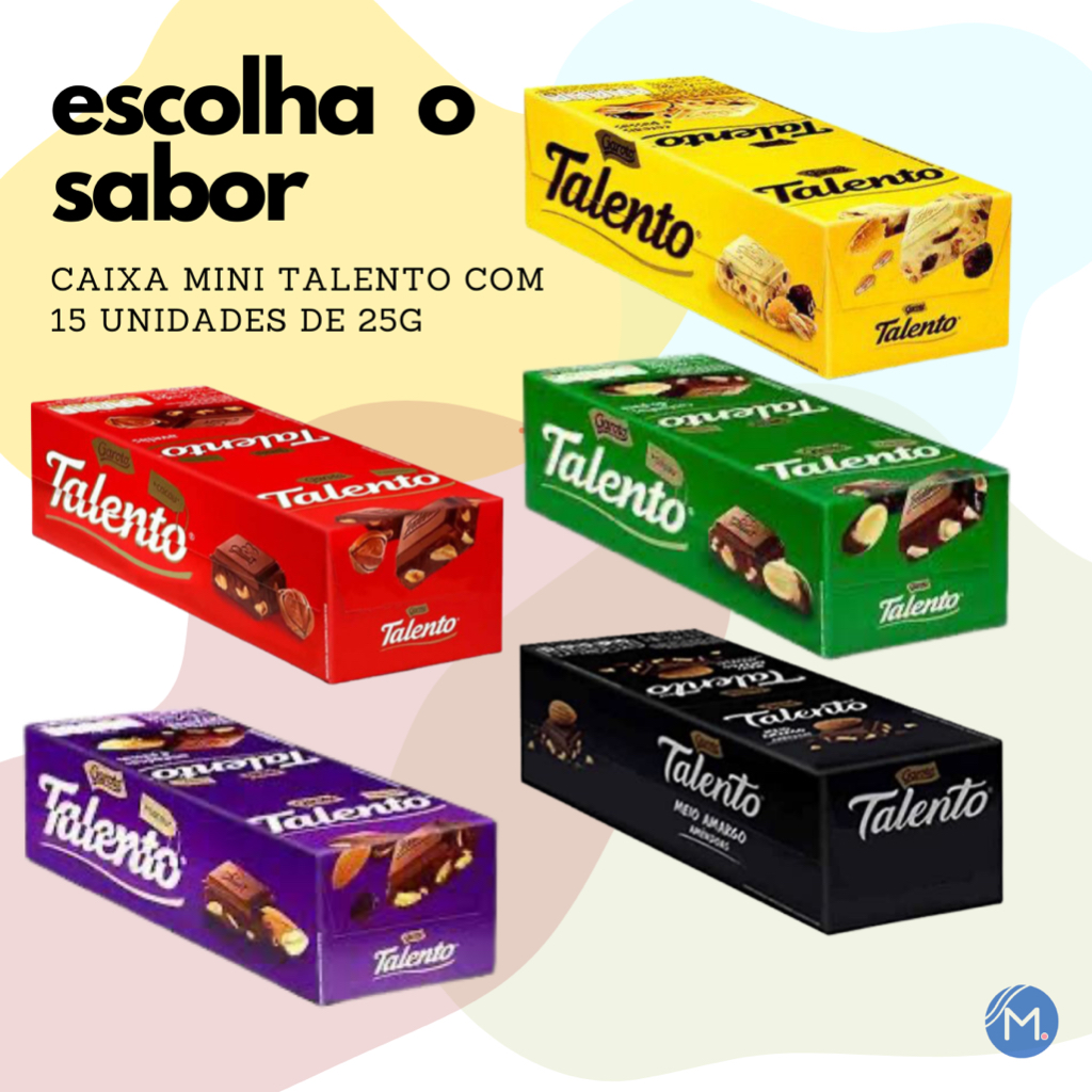 Chocolate Mini Talento com 15 unidades de 25g | Escolha o Sabor ...