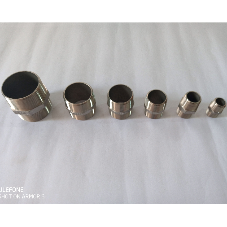 Niple duplo sextavado em inox 304 com rosca NPT 150 LBS | Shopee Brasil