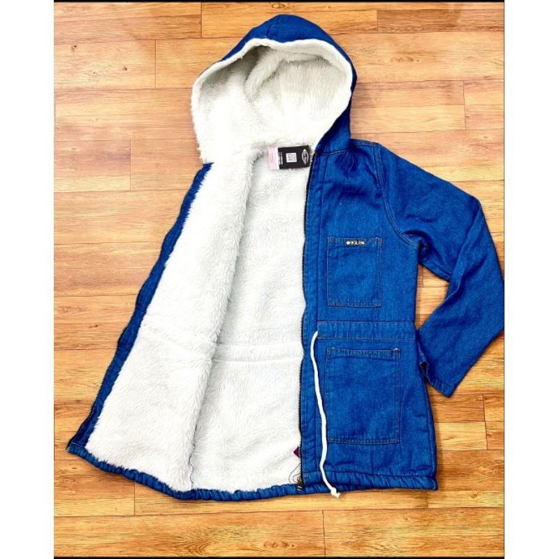 jaqueta parka jeans forrada com capuz | Shopee Brasil