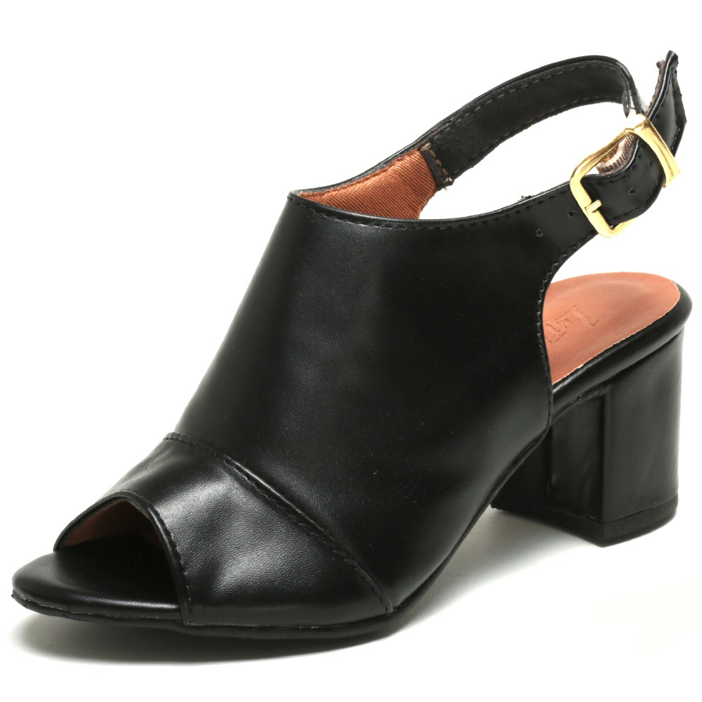 Sandália Feminina Tamanco Ankle Boot de Salto Grosso Com fivela ou Strass | Shopee Brasil