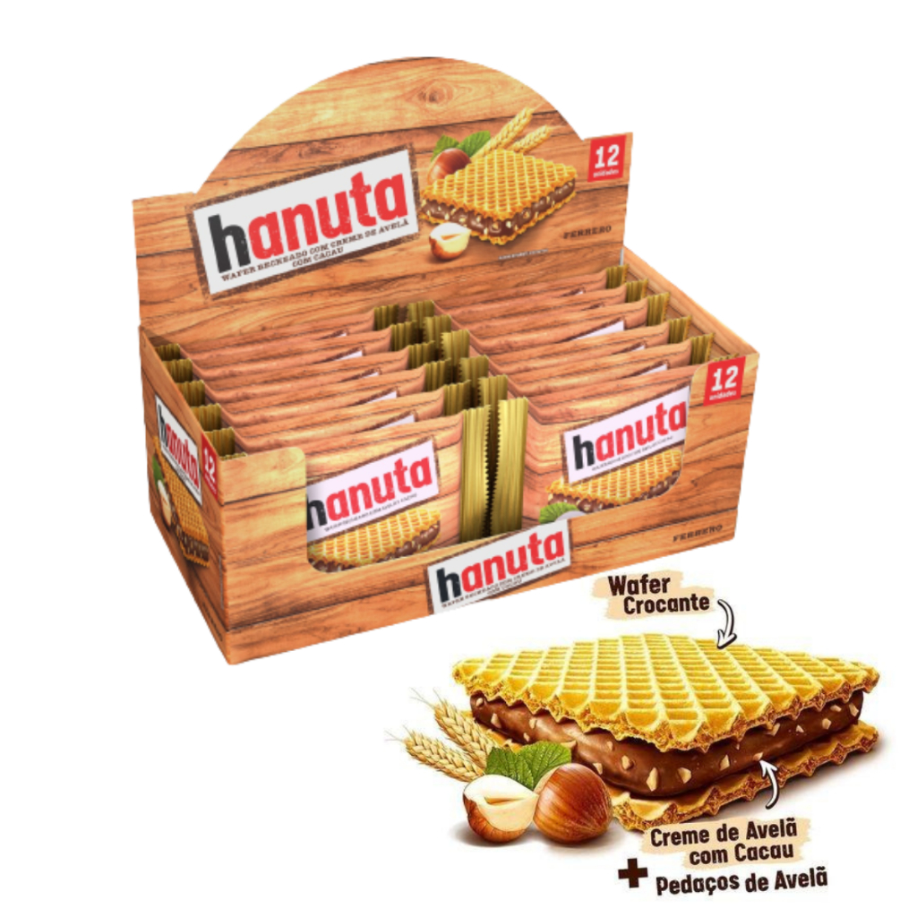 Cx 12 X 22g Wafer Hanuta Creme De Avela Com Cacau Ferrero | Shopee Brasil