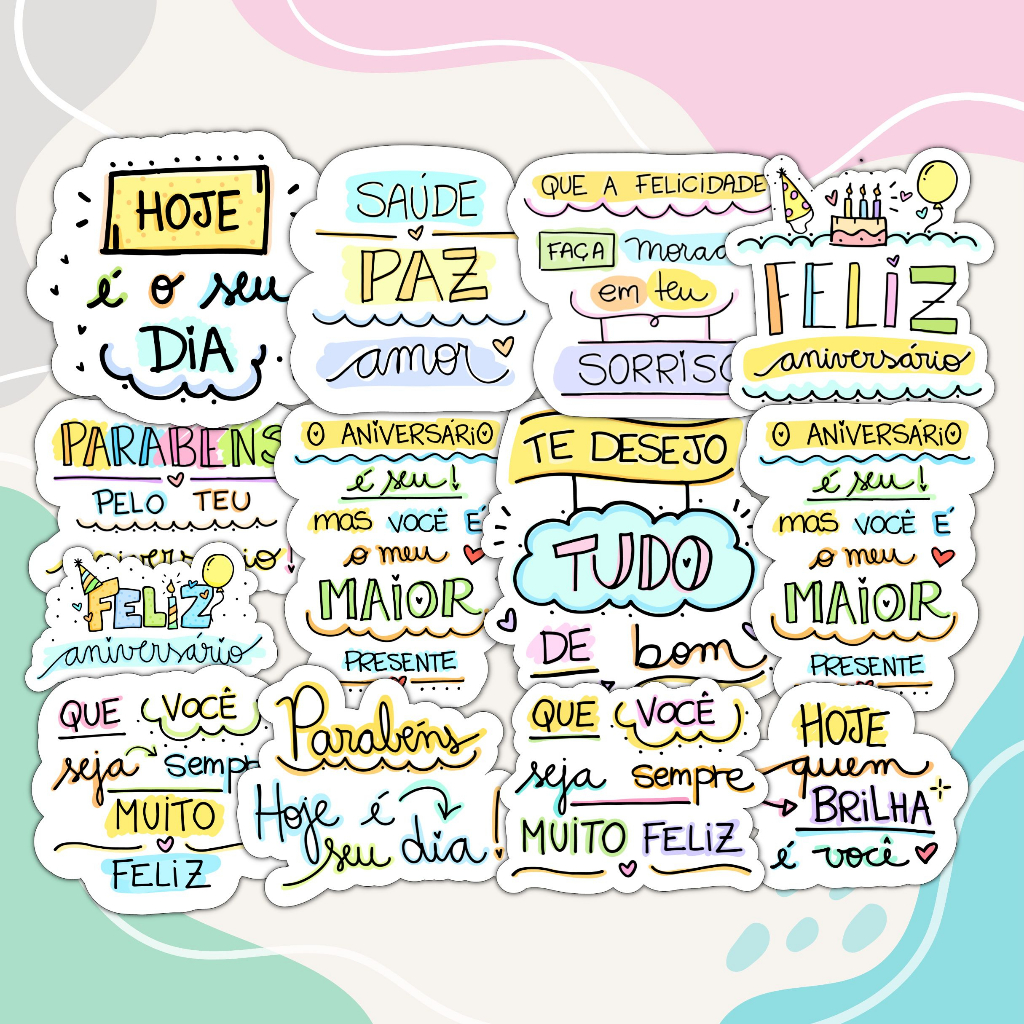 Tags para Presente Parabéns Feliz Aniversário, Hoje é o seu Dia, Saúde ...