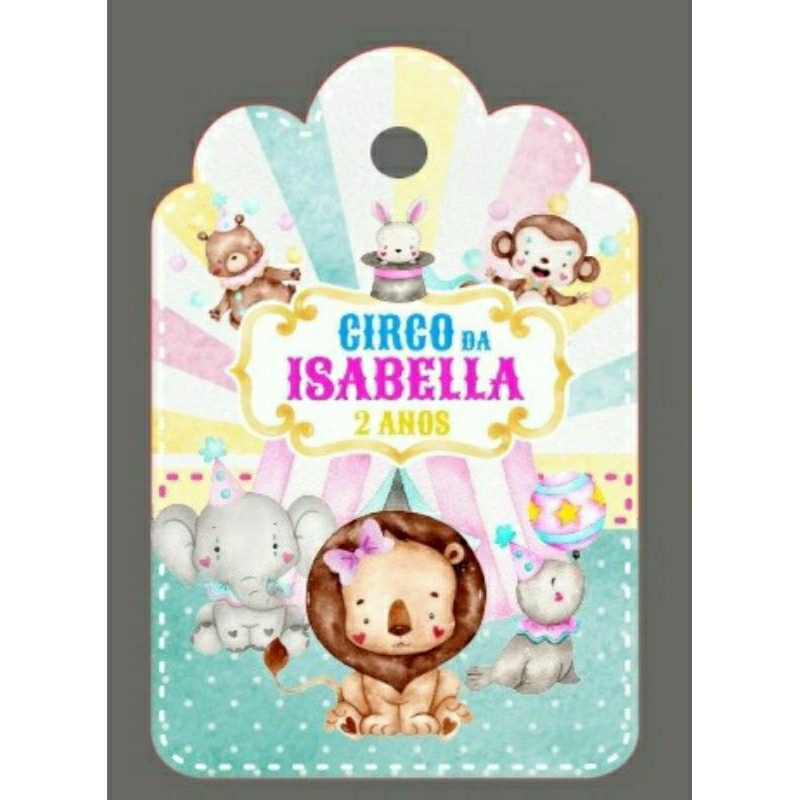 Tag Circo Rosa Aquarela 6x4cm | Shopee Brasil