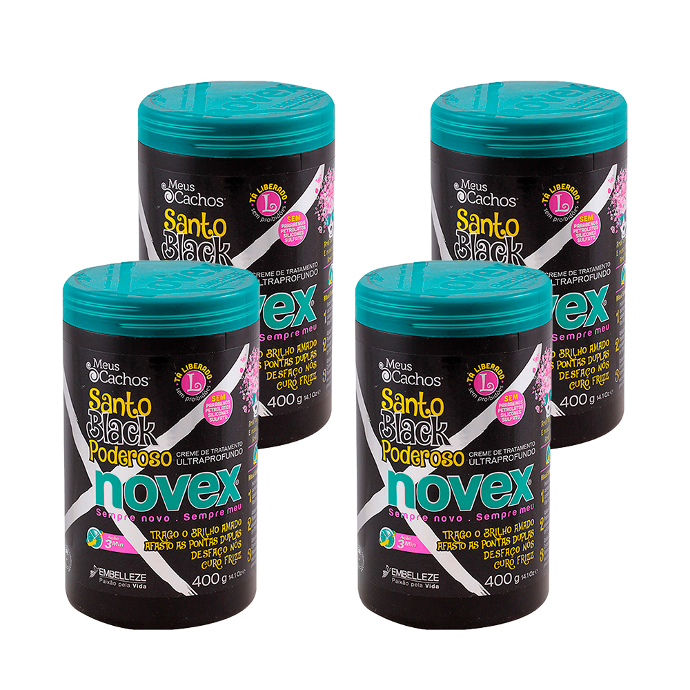 Creme de Tratamento Novex Meus Cachos Santo Black Poderoso Embelleze 400g (Kit com 4) | Shopee ...