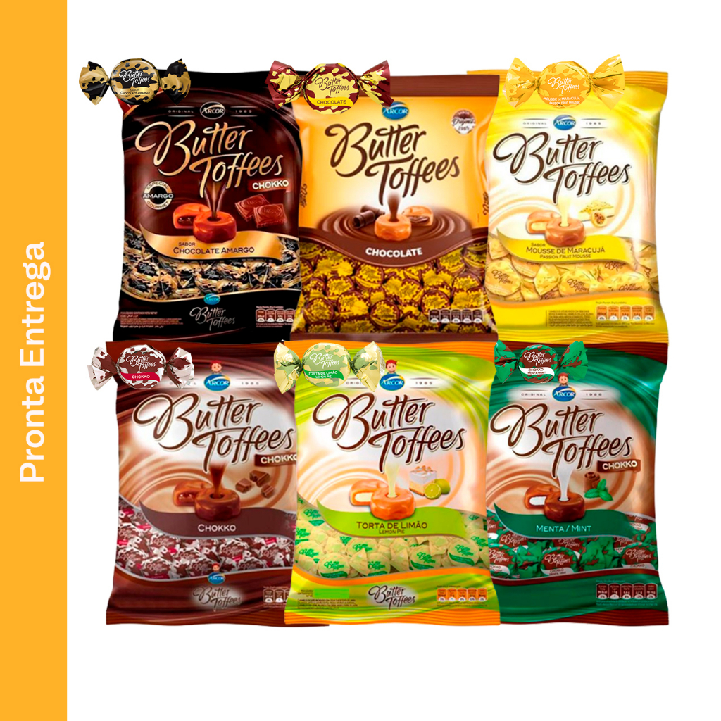 Bala Butter Toffee Recheada Arcor 500gr Sabores | Shopee Brasil