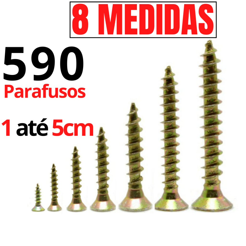 Kit Parafusos para Madeira 10mm até 50mm Philips Chipboard Kit Marceneiro Marcenaria Parafusos ...