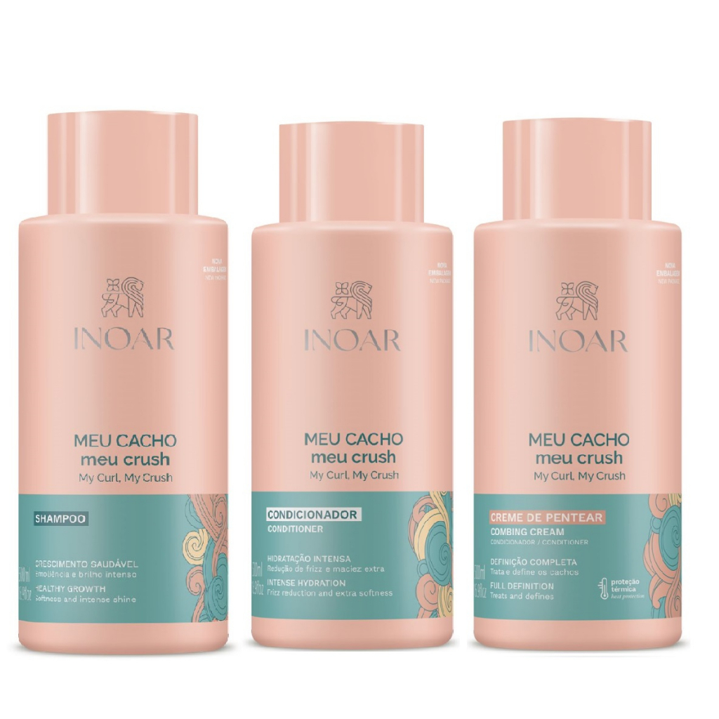 Inoar Meu Cacho Meu Crush Shampoo 500ml + Condicionador 500ml + Creme de pentear 500ml | Shopee ...