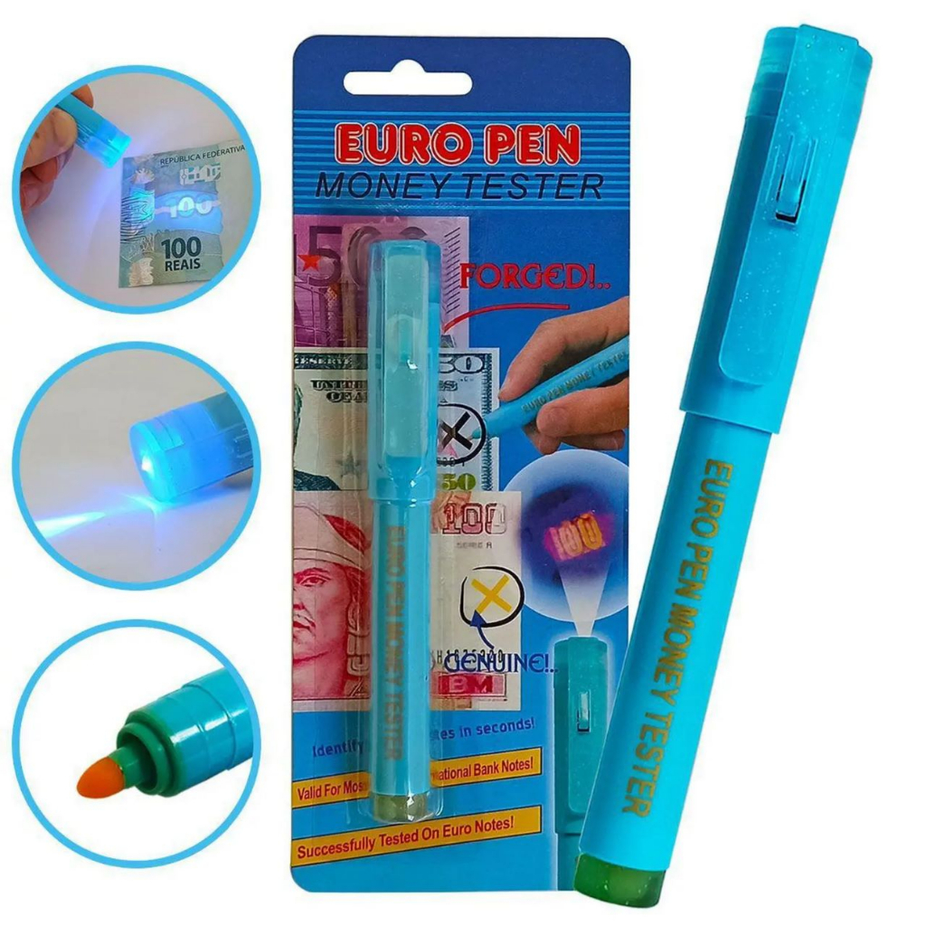 Caneta Magica Identificadora De Testar Nota Falsa Luz Ultravioleta Euro ...