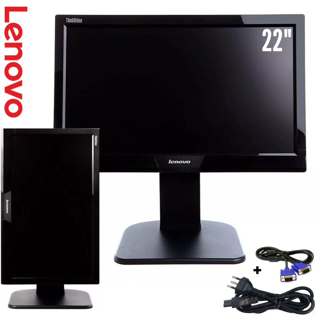 Monitor Lenovo Thinkvision 22 Polegadas Widescreen Horizontal e Vertical Full HD | Shopee Brasil