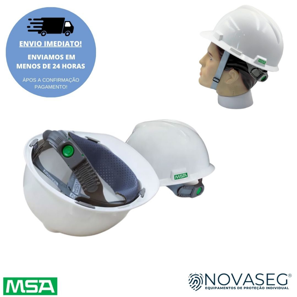 Capacete de Proteção Segurança MSA V-Gard Suspensão Push Key Branco ...