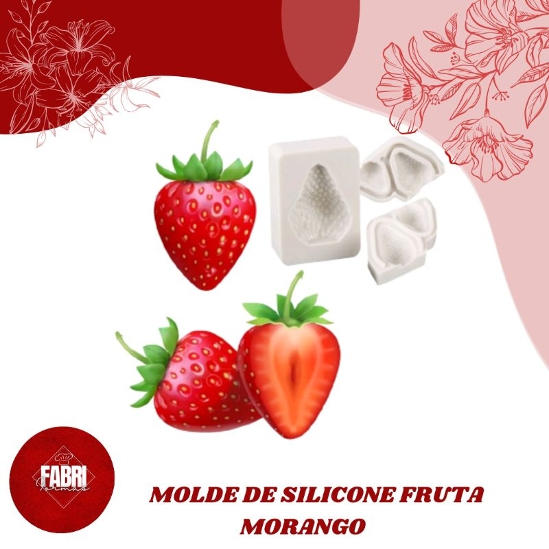 MOLDE DE SILICONE FRUTA MORANGO | Shopee Brasil