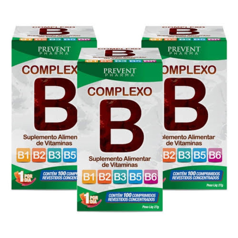 Kit 3 Complexo B Prevent Pharma c/100 Comprimidos | Shopee Brasil