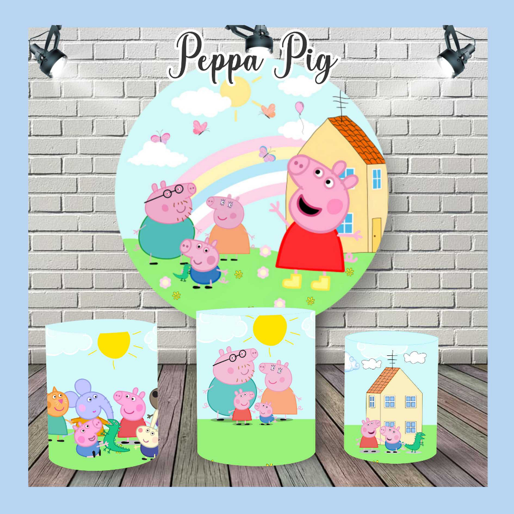 Kit Painel Redondo + Capas Trio Cilindros Modelo: Peppa Pig | Shopee Brasil