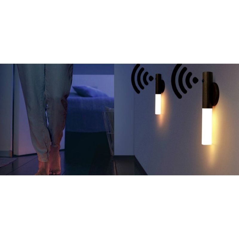 Luminária USB Com Sensor de Movimento Para Parede Madeira -Sensor De ...