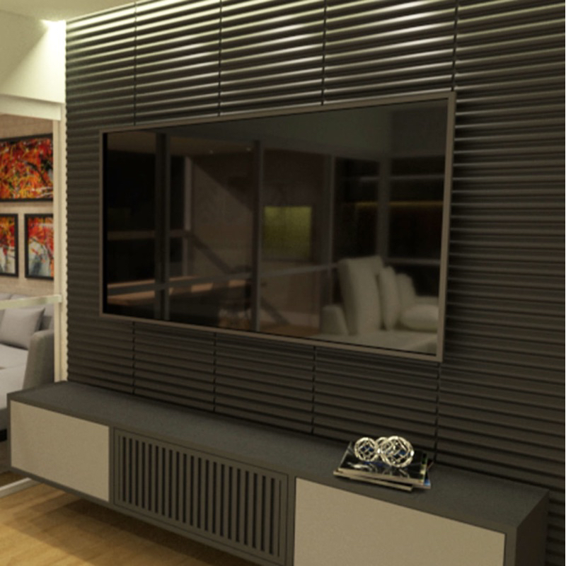 Placa 3D Adesiva Ripada Preta 50 x 50 COM FITA 3M pinel ripado em ...