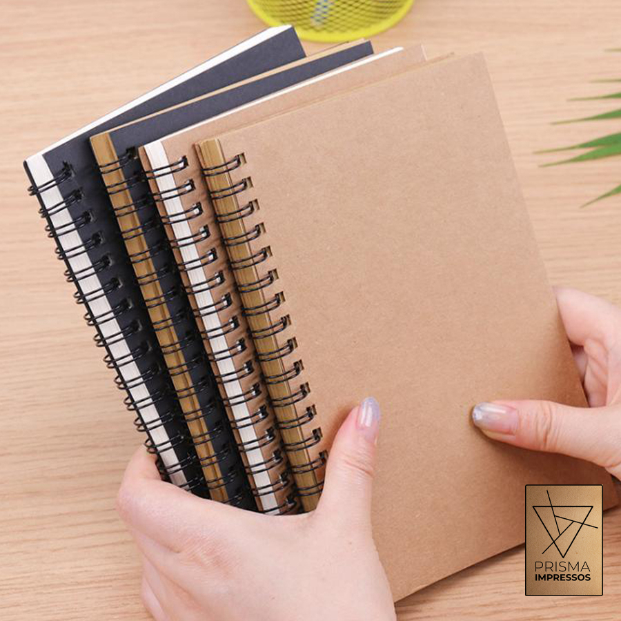 Caderno Universitário A4/A5/A6 Capa Mole Preta ou Kraft Wire-o - 160 ou ...