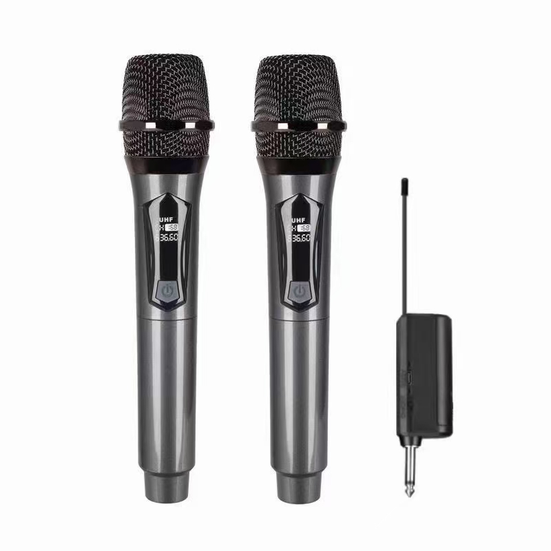 Microfones Dinâmico Sem Fio Duplo Profissional Recarregável Uhf | Shopee Brasil