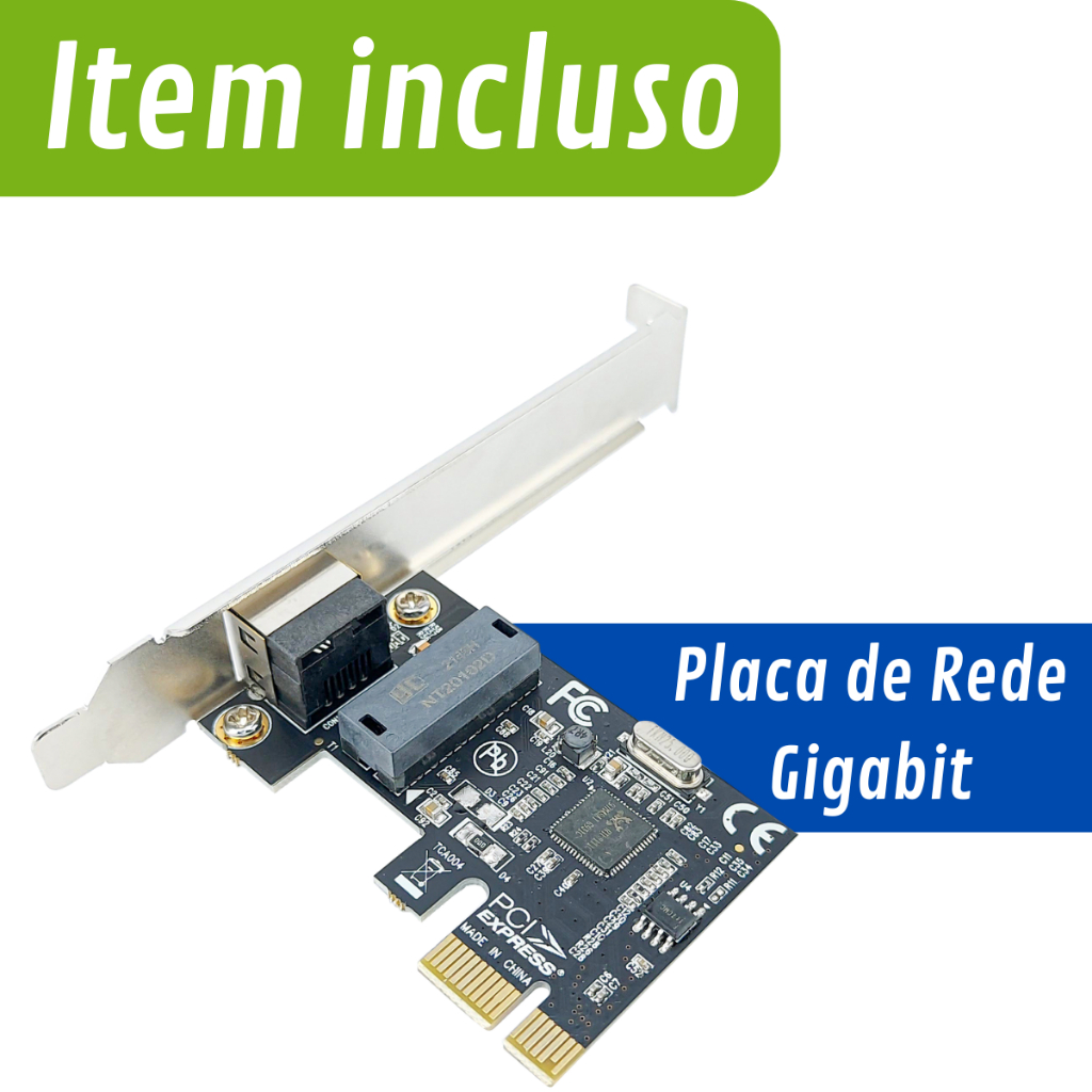 Placa de Rede Gigabit PCI Express 1000Mbps RJ45 Ethernet Lan 10 100 1000 Mbps Internet p/ PC ...