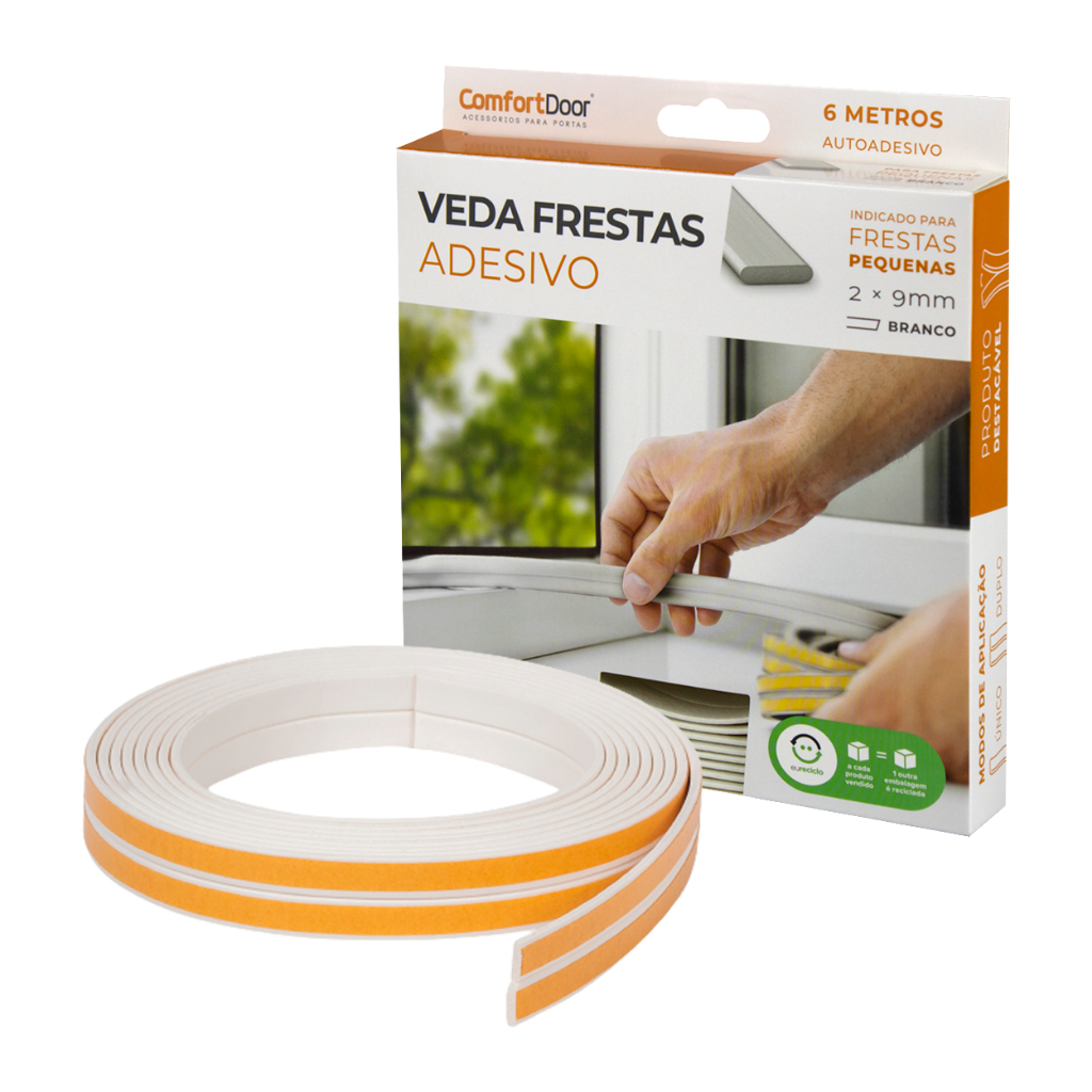 Borracha Vedação Veda Fresta Porta Janelas Fita Adesiva Rolo 6 Metros ...