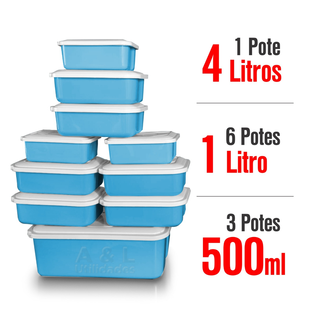 Kit Potes 10 peças organizador p cozinhas marmitas alimentos | Shopee ...