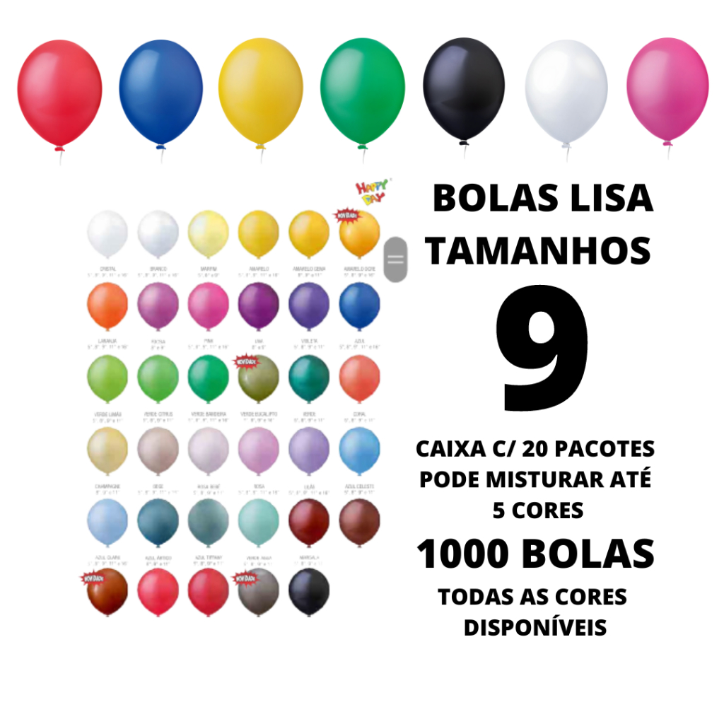 Bexiga Balão Tamanho 9 c/ 5 Pacotes | Shopee Brasil