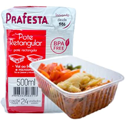 Pote Retangular Com Tampa Prafesta 500ml Para Marmita | Shopee Brasil