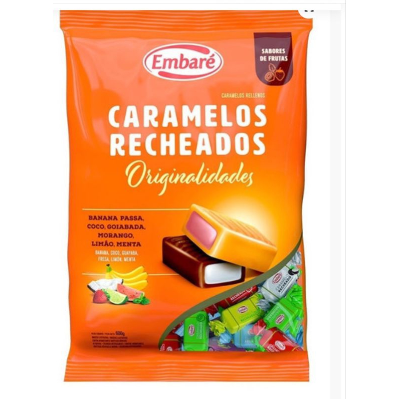 Bala de caramelo recheada sortidas Embaré originalidades pct 600gr ...