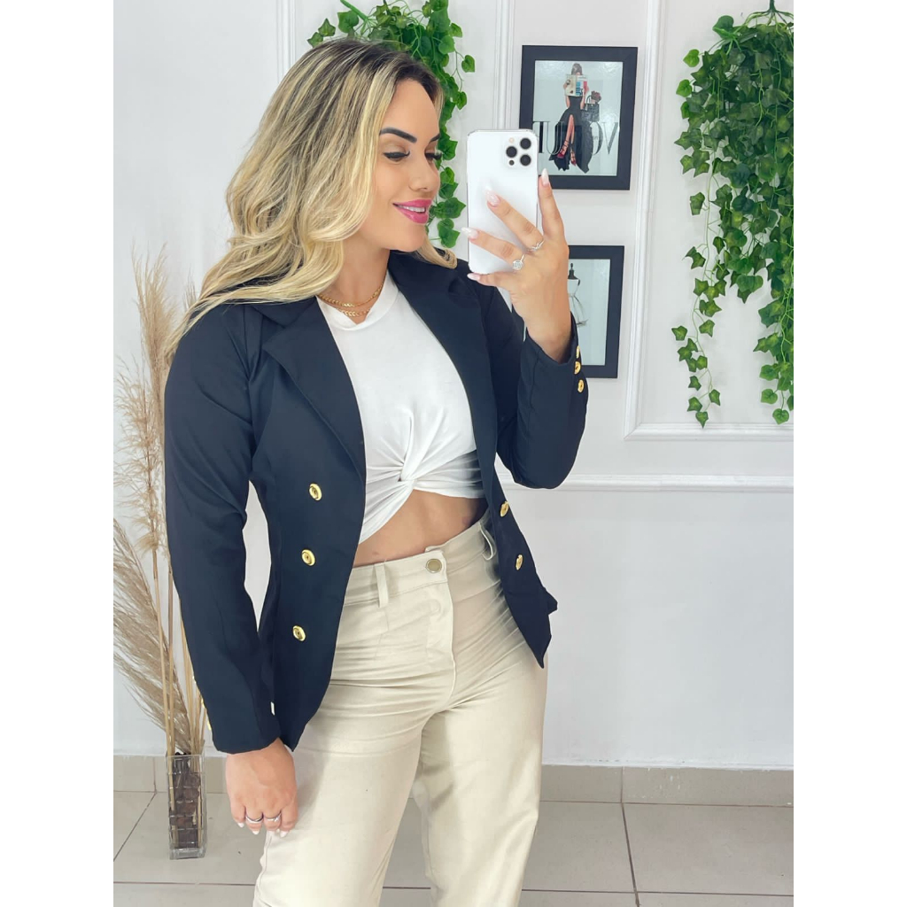 Max blazer alfaiataria terninho blaser acinturado PMG | Shopee Brasil