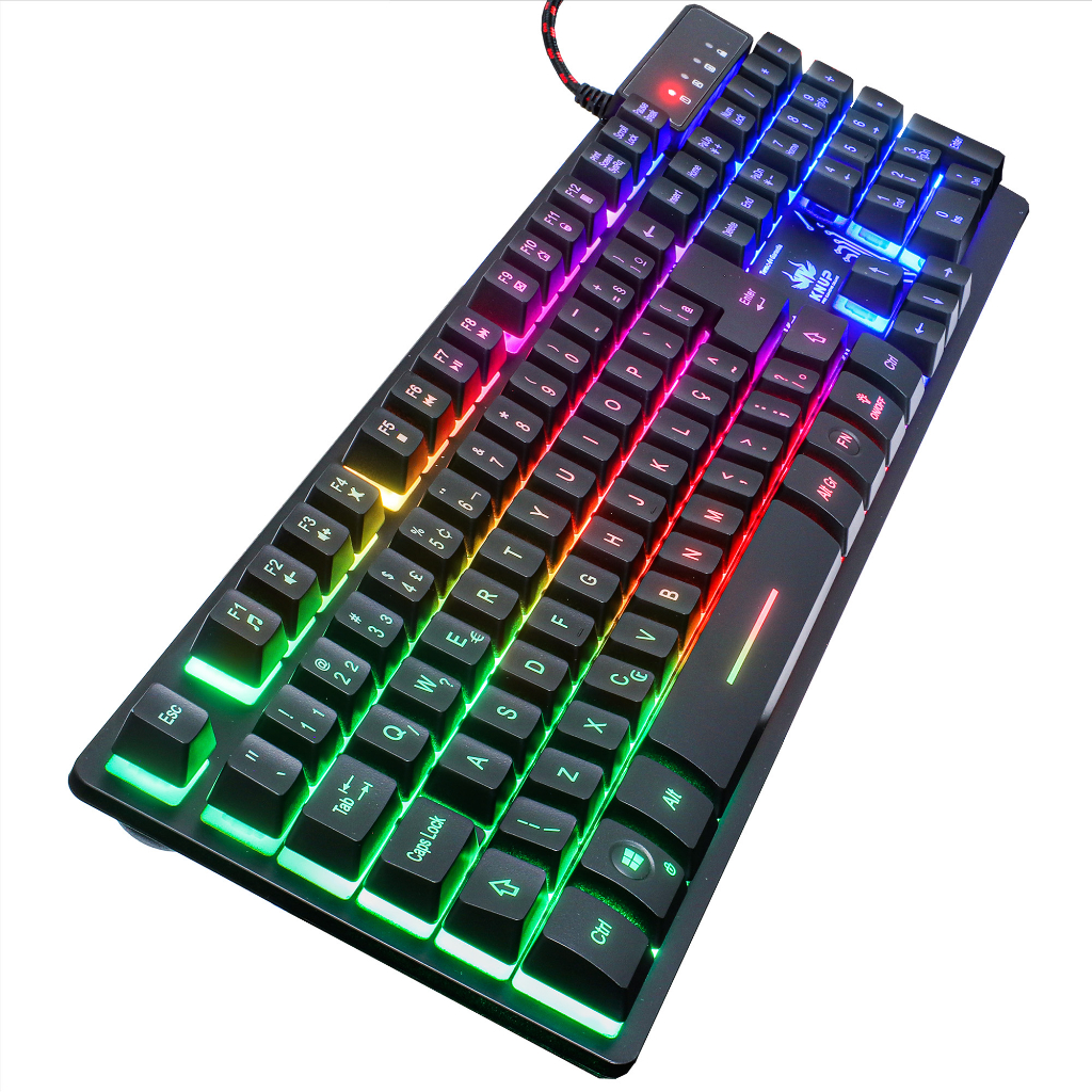 Teclado Gamer Iluminação LED RGB Teclas Scroll Lock Design Ergonômico ...