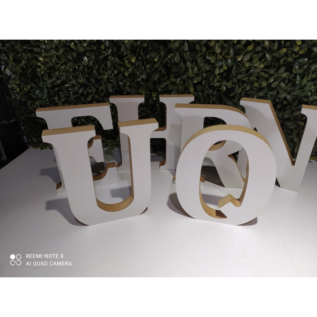Letra em MDF BRANCO 12cm TX DE A-Z e simbolos | Shopee Brasil