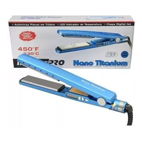 chapinha prancha de cabelo nano titanium 450f azul bivolt 110/220V ...