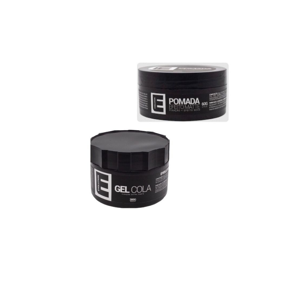 Kit 1 Pomada Efeito Matte 60g, 1 Gel Cola 300g - Linha Evolution ...