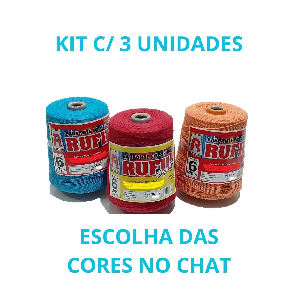 Barbante Rufil Colorido ( 3 Unidades) | Shopee Brasil
