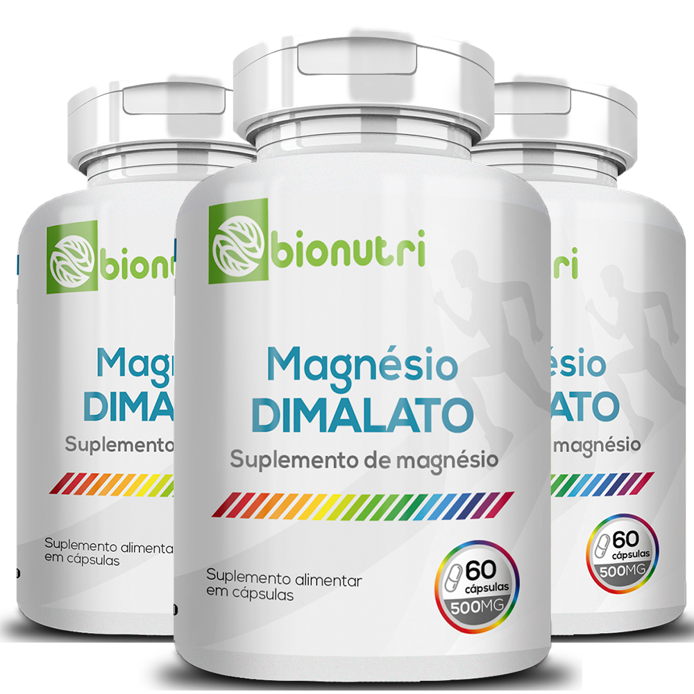 Kit 3x Magnésio Dimalato Natural 60 Cápsulas 500mg Bionutri - Faz a Boa!