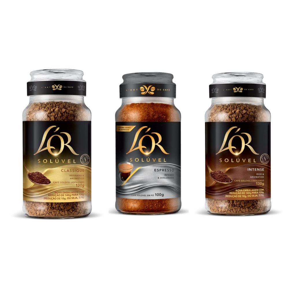 Kit com 3 vidros café Lor Solúvel liofilizado (clássico, intenso e ...