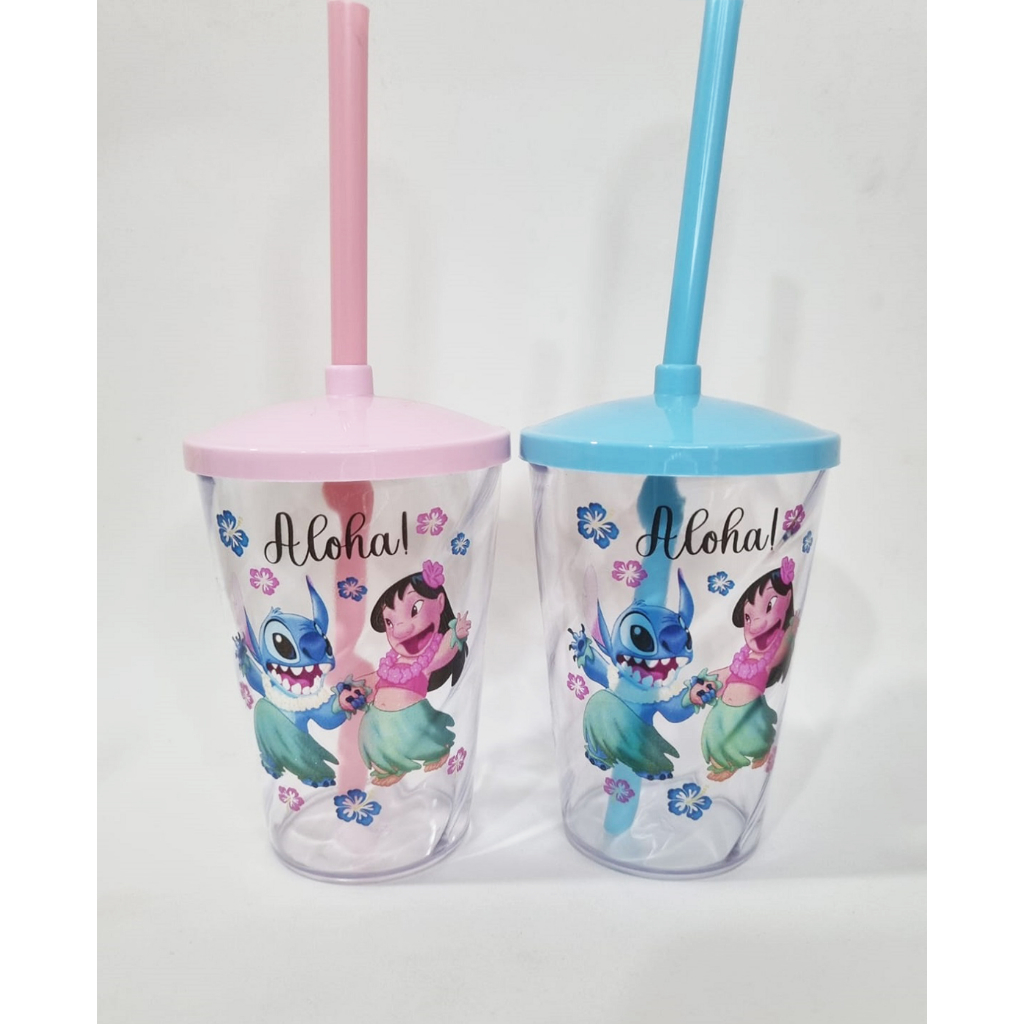 10 Copos Twister Shake C/ Tampa E Canudo Personalizado Lilo e Stitch ...
