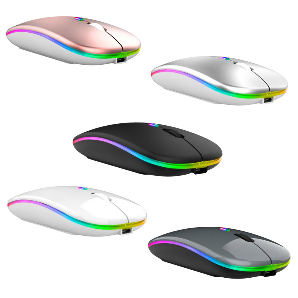 Mouse Sem Fio Recarregável Led RGB Clique Silencioso 2.4 Ghz Ergonômico Gamer Home Office ...