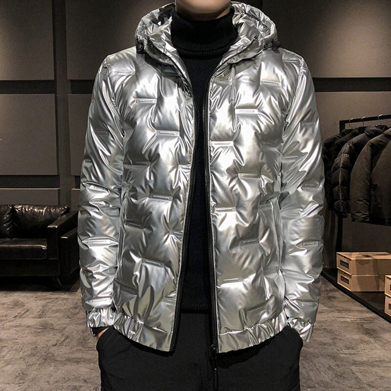 JAQUETA PUFF PUFFER METALIZADA MASCULINA CASACO ZIPER CARDIGAN | Shopee ...