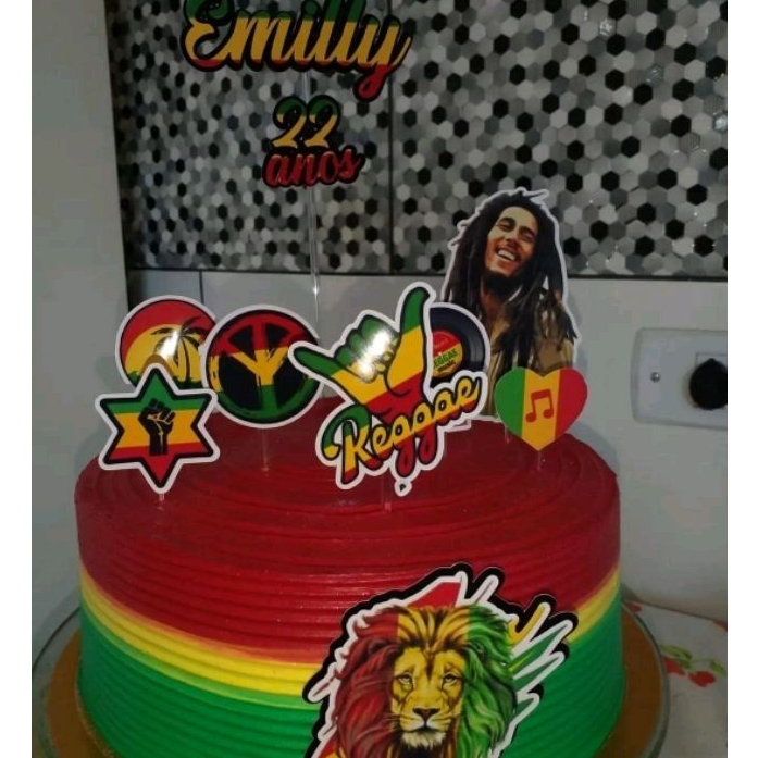 topo para bolo reggae -topper para bolo. | Shopee Brasil