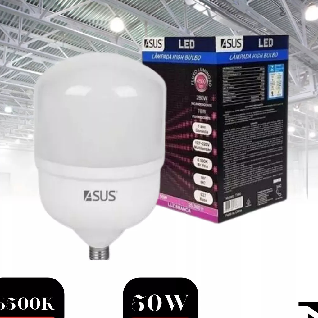 Lampada Alta Potencia Bulbo Led 50W 6500K | Shopee Brasil