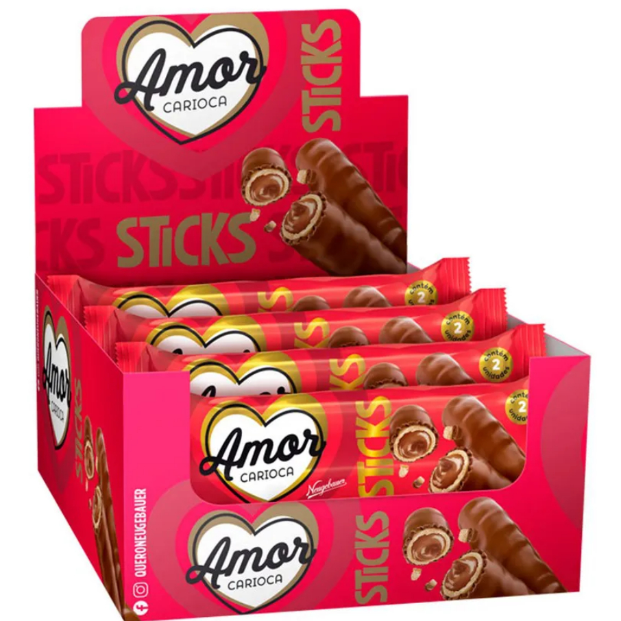 Chocolate Amor Carioca Sticks Caixa c/16un Wafer Recheado Tipo Trento ...