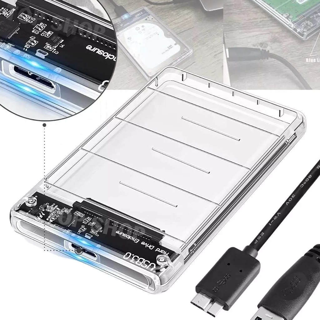 Case Para Hd Externo Transparente Notebook Sata 2.5 Usb 3.0 Com Nota ...